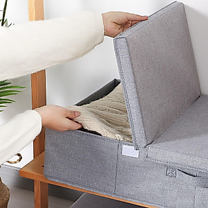 YheenLf Under Bed Storage Containers Bin with Lids Handle, Foldable Sturdy Storage Bags with Handles for Organizing Clothes, Shoes, Blankets, Pillows, Grey, 1 Pack, 23.6" L x 11.8" W x 5.9" H