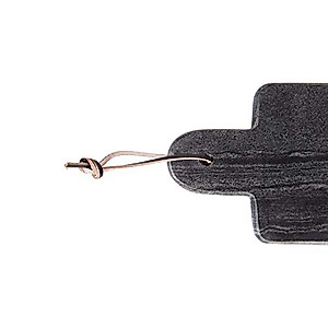 Rectangular Black Marble Cutting Board with Leather Strap