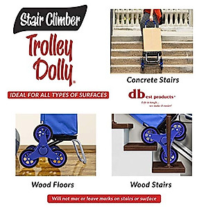 dbest products Stair Climber Trolley Dolly Folding Grocery Cart 3 Wheels Heavy Duty Shopping Hand Truck Made for Condos Apartments,39 inch Handle Height, 17.25" x 15.25" x 39.5", Blue