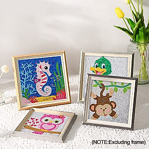 HUBENDMC 9 Pack 5D Diamond Painting Kits for Kids Cute Full Drill Diamond Art Kits for Beginners DIY Gem Arts and Crafts for Kids Ages 8-12 Diamond Dots for Home Wall Decor 6X6 inch