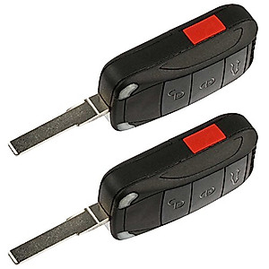 Key Fob Keyless Entry Flip Remote Uncut Shell Case & Pad fits Porsche 2003-2011 Cayenne, Set of 2