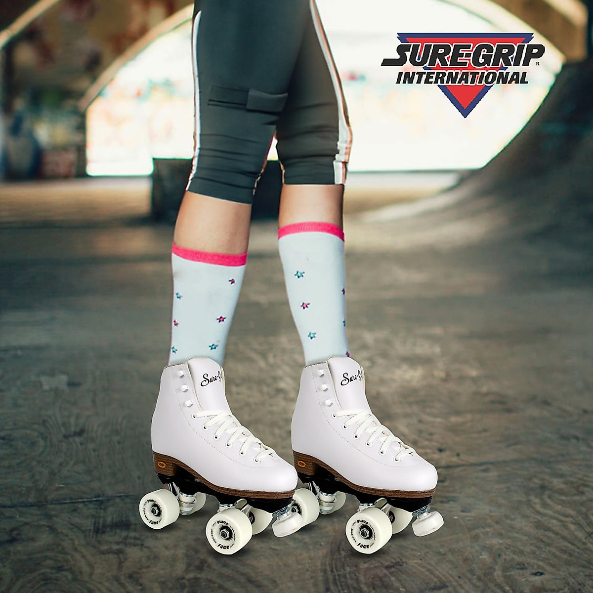 Sure-Grip White Fame Roller Skates for Women - Made of Nylon & Aluminum - 57mm Polyurethane Indoor Wheels for Skating - Super X Trucks Extended Support for Larger Sizes - Suitable for Beginners