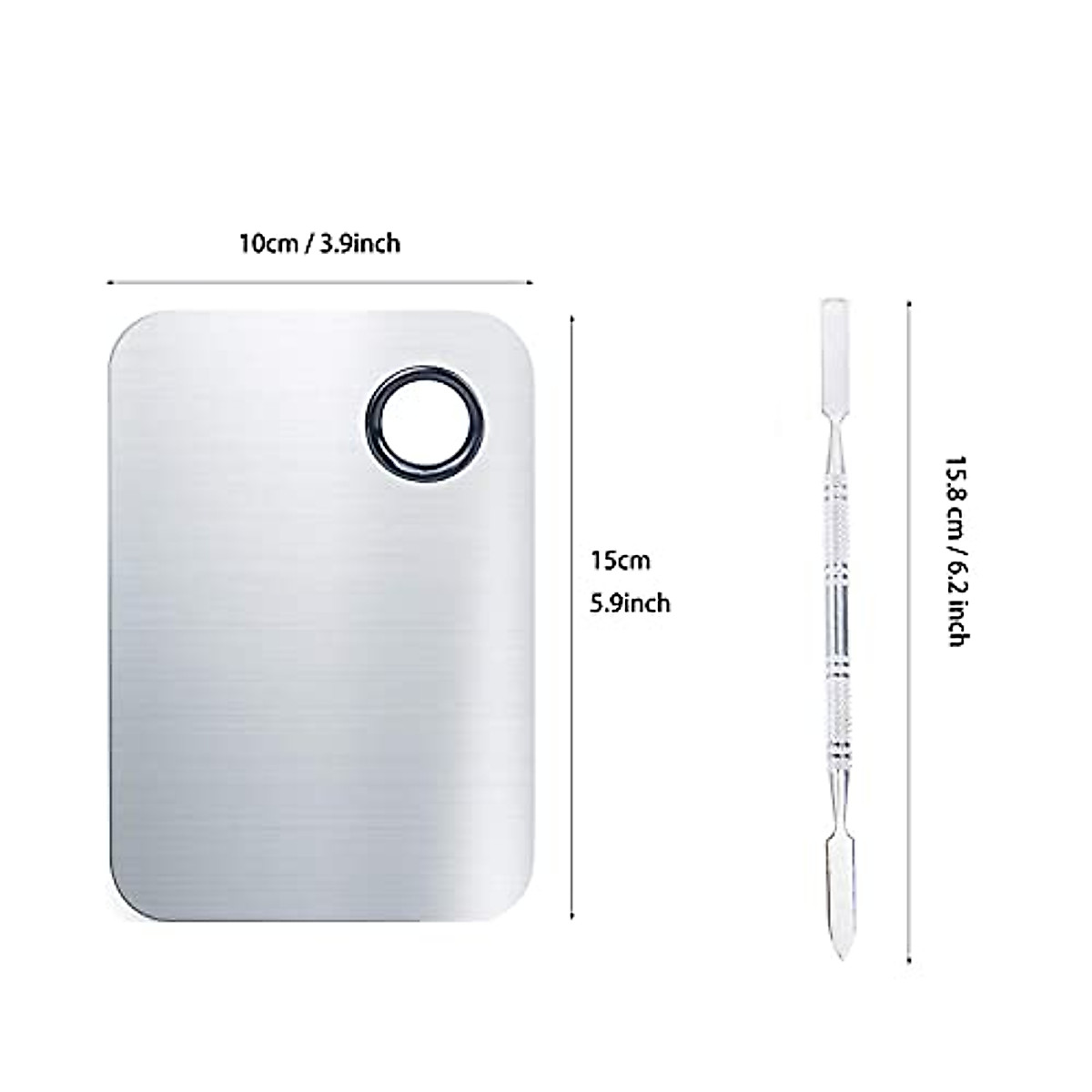 Upgrad Stainless Steel Metal Makeup Palette with Spatula Artist Tool for Mixing Foundation Nail-Art Professional Cosmetic Mixing Makeup Palette Spatula Makeup Artist Tool 1PCS