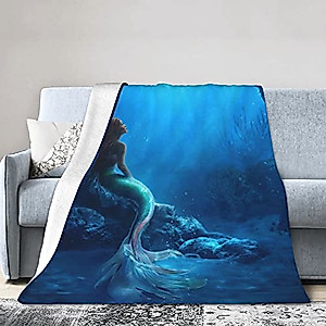Mermaid Movie Throw Blanket for Kids & Adults, All Seasons Flannel Fleece Blanket Soft Plush Blankets for Couch Sofa Bed Camping Travel 50"x40"