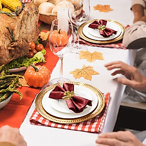 Thanksgiving Napkin Rings Set of 12, Fall Napkin Rings Maple Leaf Pumpkin Napkin Rings Holders for Family Party Wedding Harvest Autumn Holiday Dinner Table Decorations