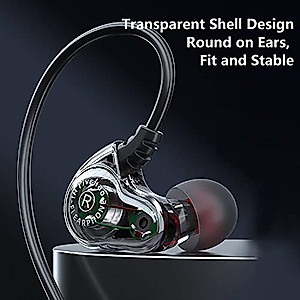 Holiper Dual Driver Wired Headphones with Mic, HD Sound Bass Boosted Ear Buds, Anti-Tangle Braided Cord