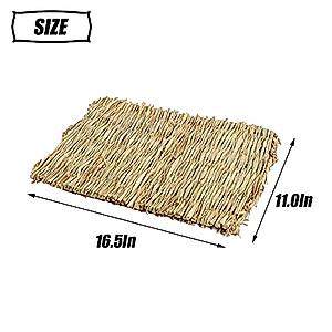 Tfwadmx Rabbit Grass Mats,16.5''x11''Large Natural Woven Seagrass Mat Bunny Bed Chew Mat Sleep for Chinchillas Guinea Pigs Ferret Hamster Squirrel and Small Animals -6 Pcs