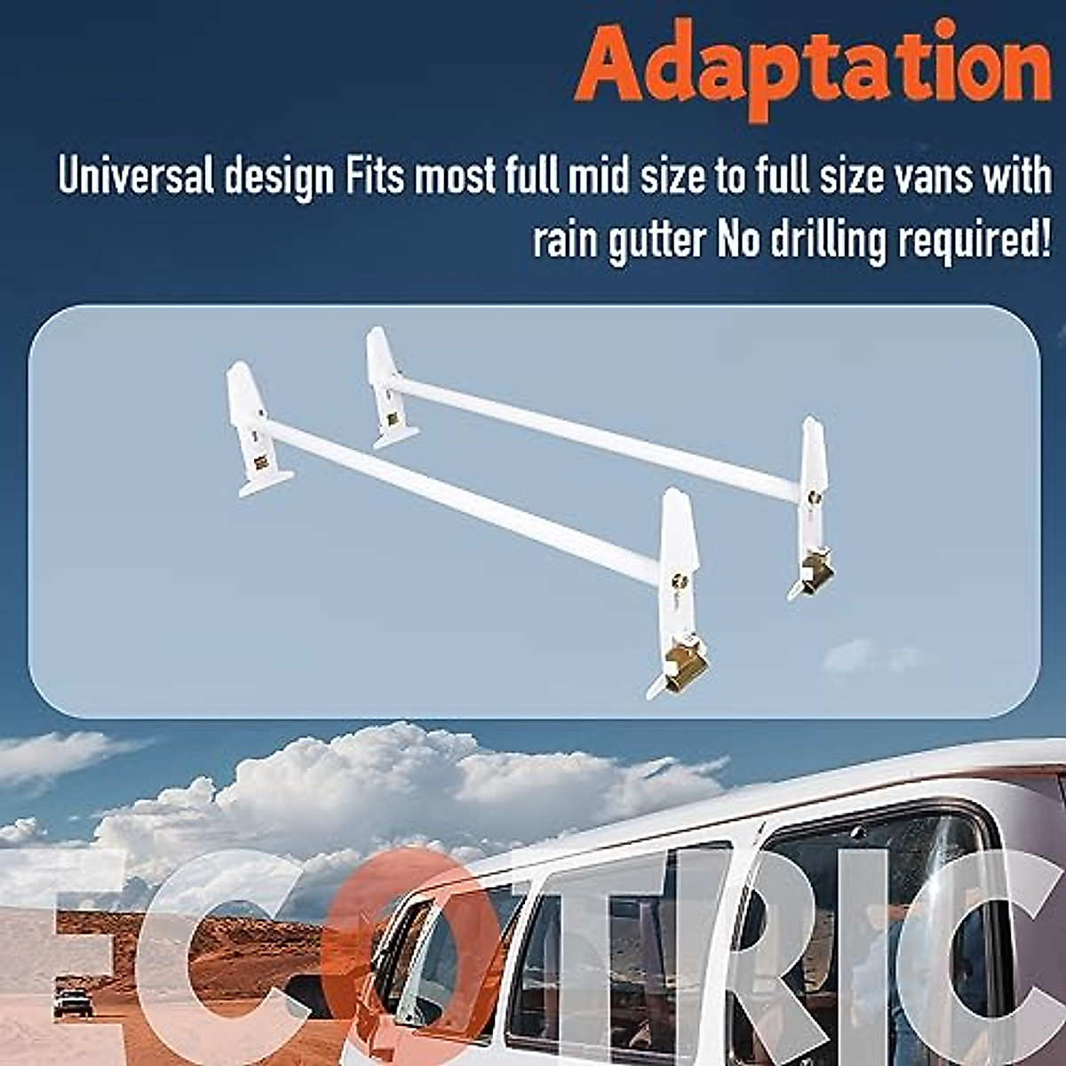 ECOTRIC Adjustable Van Roof Ladder Rack 500LBS 2 Bars for Chevy Dodge Ford GMC Express 77''