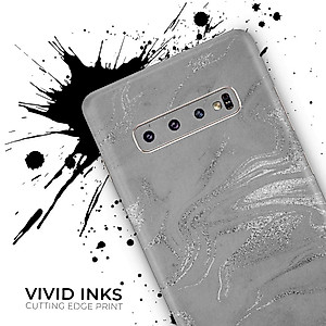 DesignSkinz Dark Silver Marble Swirl V6 Protective Vinyl Decal Wrap Skin Cover Compatible with The Samsung Galaxy S20 (Screen Trim & Back Glass Skin)