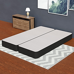 Zutan, 8-Inch Fully Assembled Traditional Box Spring/Foundation for Mattress, Sturdy Fabric Paneled Strong Split Wooden Bed Frame, Durable Bedding Mattress Box Springs, Queen, Black