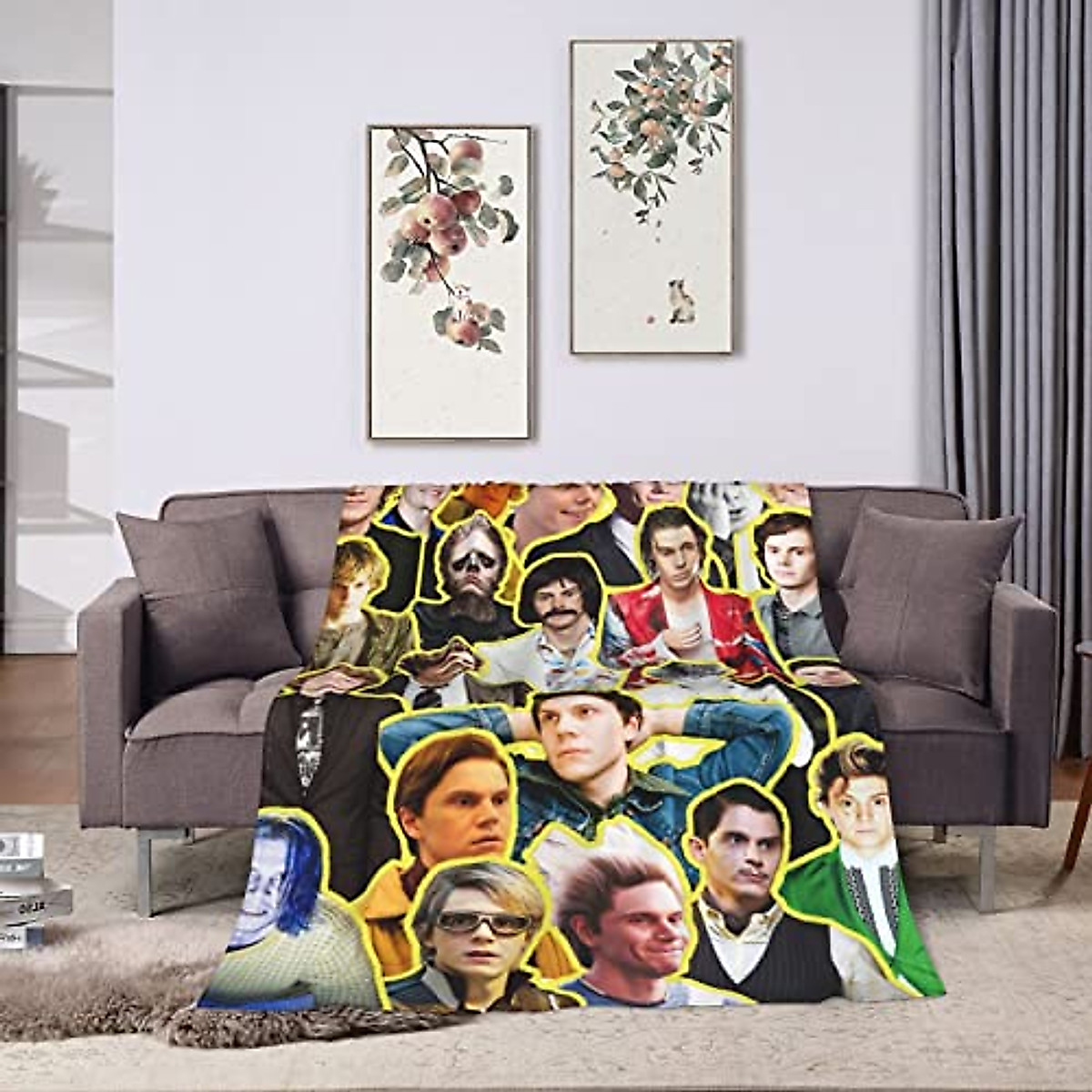 Blanket Evan Peters Soft and Comfortable Warm Fleece Blanket for Sofa, Office Bed car Camp Couch Cozy Plush Throw Blankets Beach Blankets