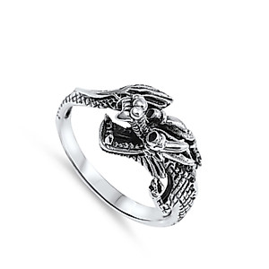 Chinese Dragon Good Luck Fashion Ring New .925 Sterling Silver Band Size 12