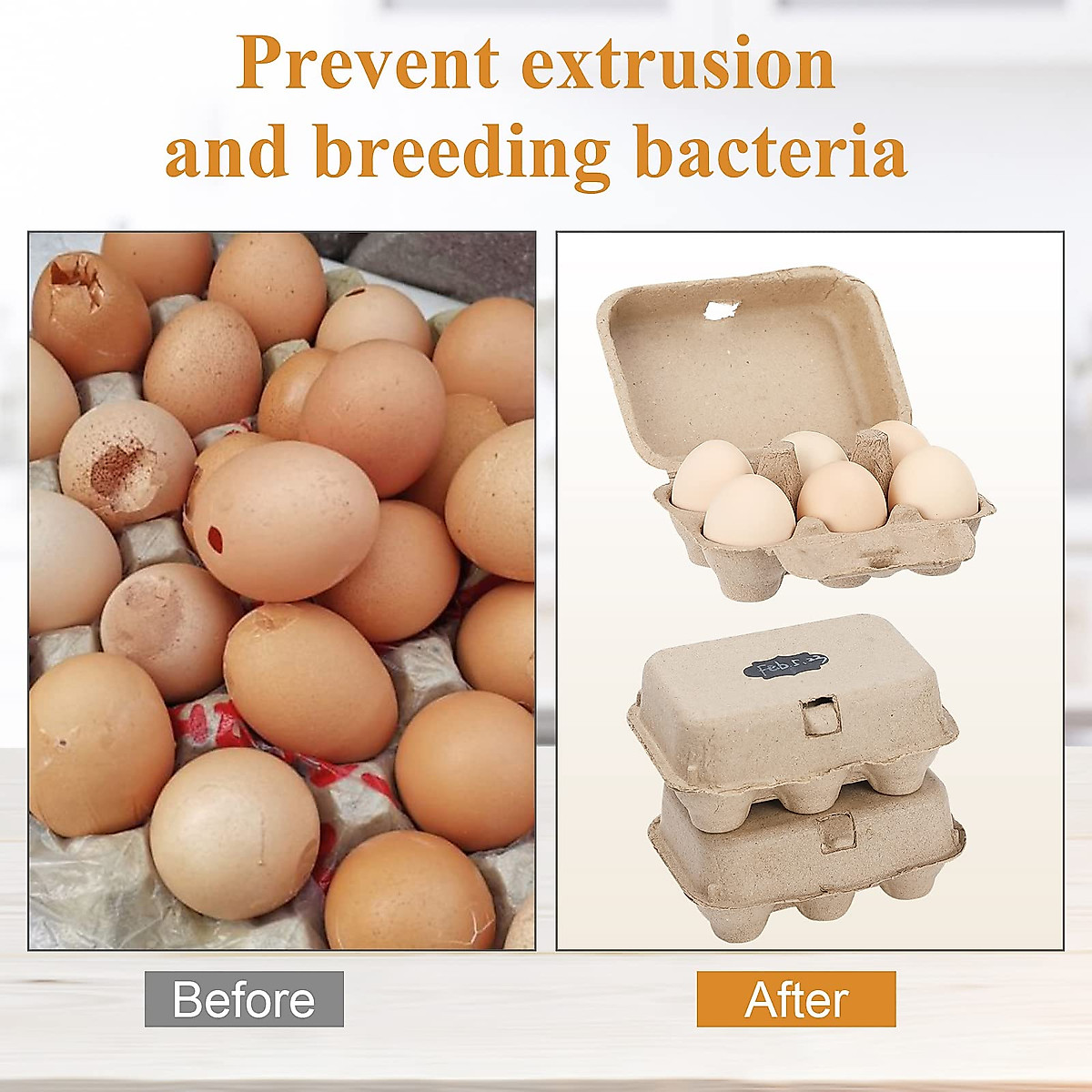 AEIMIJPQ Paper Egg Cartons for Chicken Eggs, 36 Pieces Pulp Fiber Half Dozen Egg Cartons Bulk 6 Count Egg Storage Containers Holder for Family Farm Market Fridge Storing Chicken Duck Eggs