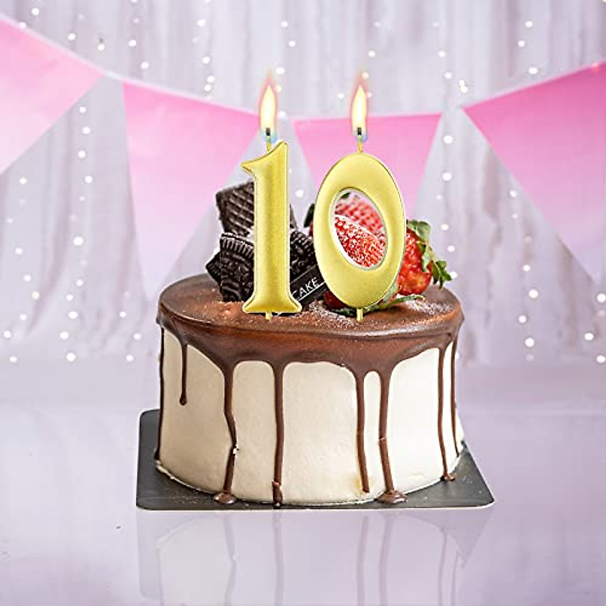 LUTER 2.3 Inch Numeral Birthday Candles, Gold Number Candle for Cakes Number 1 Candle Glitter Candles for Kids’ Birthday Party Adults’ Wedding Anniversary Prom Graduation Party