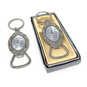 RBN Quinceañera Keychain Bottle Opener Favor - Sweet 15 Mis Quince 15 Birthday Sweet Sixteen Silver Color Metal Key Ring Gift for Guests - 12 PCS, 12.0 Count