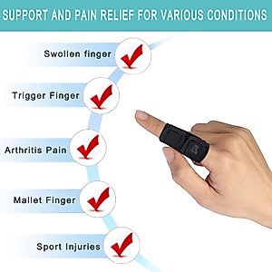 VHOPMORE Finger Splint Finger Sleeves Protectors, Adjustable Trigger Finger Splints Thumb Splint Brace for Finger Support Compression Finger Tape for Arthritis - L