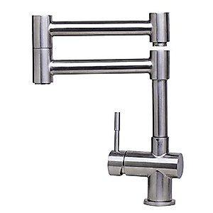 ALFI brand AB2038 Solid Retractable Single Hole Kitchen Faucet, Polished Stainless Steel