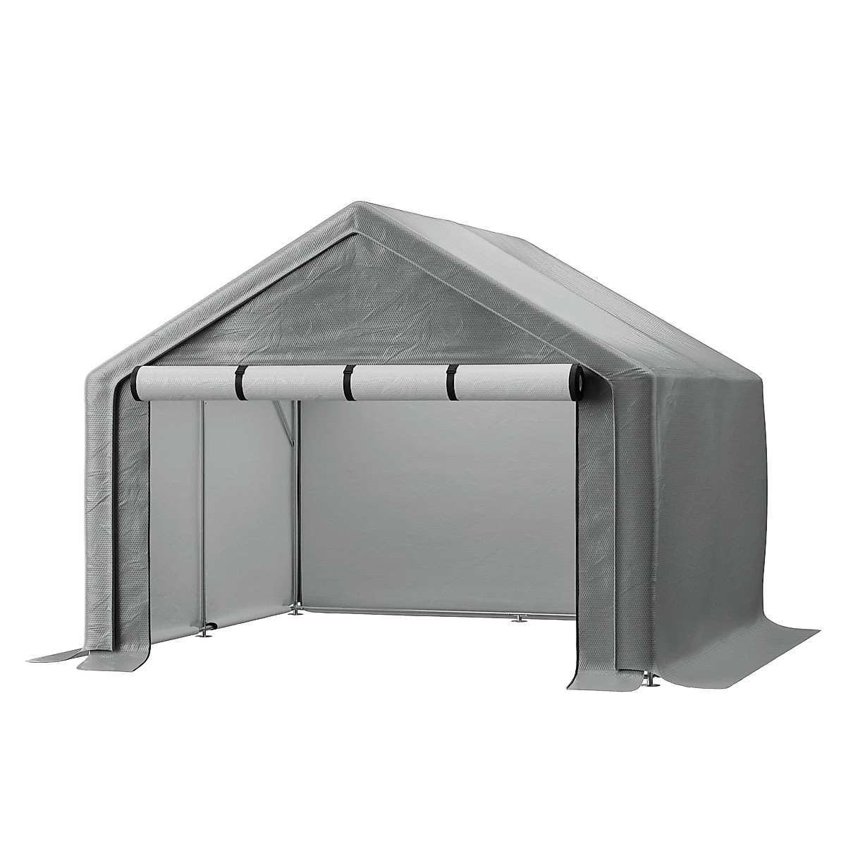 WIILAYOK Outdoor Storage Shelter, 8x8 ft Portable Shed with Roll up Zipper Door, Waterproof and UV Resistant Anti-Snow, Heavy Duty Carport for Storing Garden Tools, Outdoor Equipment