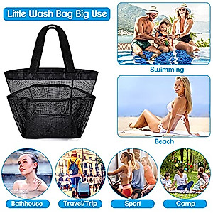 8 Pocket Mesh Shower Caddy Basket Portable, Toiletry Caddy Organizer for Bathroom College Dorm Room, Gym, Showers, Swimming, Travel Essentials and for Bathroom Accessories (Black)