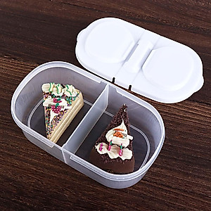 Kopida 2 Pcs Food Storage Containers with Lids, Plastic Double Compartment Fridge Storage Organizer Boxes, Food Container for Pantry Organization and Storage