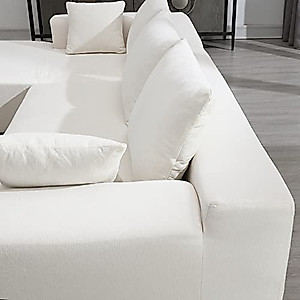 kevinplus 109" Modular Sectional Sofa Couch with Chaise Lounge for Living Room, Modern Contemporary Upholstered L-Shape Sleeper Sofa Couch, Free Combination & Chenille Fabric, White