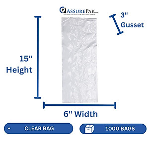 Produce LDPE Poly Vented Bags (With Venting Holes) - 6"x3"x15" - 1000 Bags - 0.80 mil - Clear