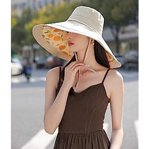 7 inch Wide Brim Women Sun Floppy Hat Summer Beach Bucket Fishing Hats Reversible Packable UV Protection for Hiking Garden Travel