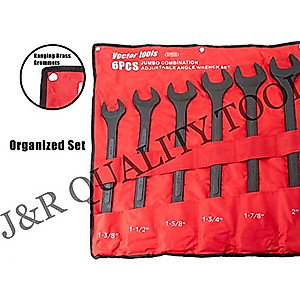 VCT 10 PC SAE Black-Oxide Jumbo Combo Wrench Set | 1-5/16" - 2" W/Carrying Pouch