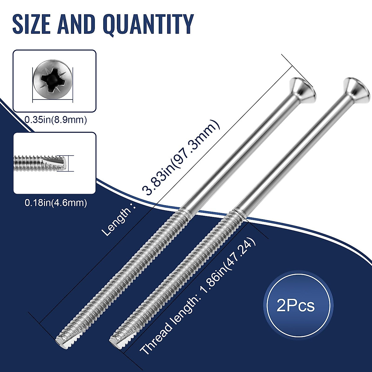 RP12630 Longer Escutcheon Trim Screws Replacement for Delta Faucet, Shower Trim Screws for Valves Roughed-in Too Deep, Faucet Repair Parts for Delta Classic Tub/Shower System, 2 Pack