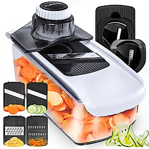 Fullstar 6-in-1 Mandoline Slicer For Kitchen, Cheese Grater, Vegetable Spiralizer and Veggie Slicer for Cooking & Meal Prep (Kitchen Gadgets Organizer & Safety Glove Included)