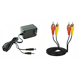 AC Power Supply Home Charger + Audio Video AV Cable RCA Adapter Cord To External TV Screen Monitor For Nintendo NES Systems Vintage Game Console Composite Extra Long Length 10 Feet