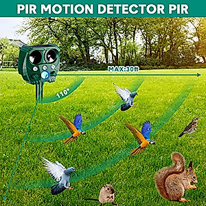 Solar Powered Ultrasonic Animal Repellent Waterproof Cat Repellent with Motion Detector Squirrel Repellent Bird Deterrent Devices Outdoor Solar Deer Repellent Devices for Outdoor (Black, Green, 4 Pcs)