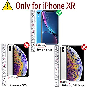 MONASAY Wallet Case Compatible for iPhone XR, 6.1-inch, [Glass Screen Protector Included] [RFID Blocking] Flip Folio Leather Cell Phone Cover with Credit Card Holder, Orange