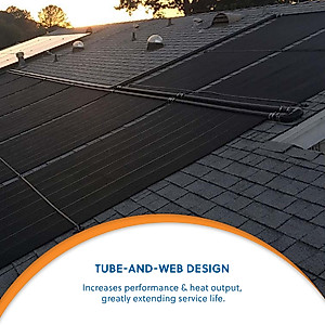 SolarPoolSupply SwimEasy Universal Solar Pool Heater Panel with Replacement Rubber Hose Connectors, 1 Panel for 1.5" I.D. Header — 4' x 8'