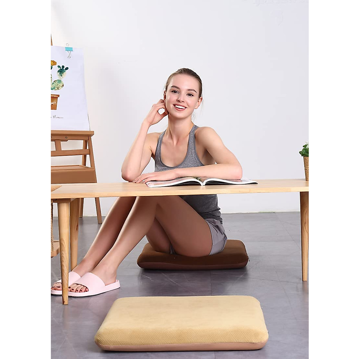 Sigmat Recliner Cushion for Elderly with Memory Foam 20x20x3 Inches Large Square Seat Cushion for Recliner Chair, Floor Pillow, Truck Seat Cushion Coffee