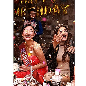 AOPRIE Birthday Girl Sash for Women Guardian Soldiers Birthday Crown for Women Birthday Tiara for Women Birthday Girl Headband Princess Crown Rhinestone Happy Birthday Accessories Red