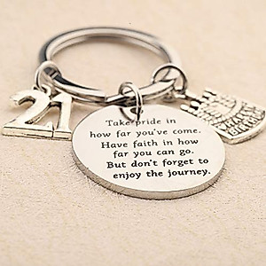 BNQL Birthday Keychain Gift 12th 13th 16th 18th 21st Happy Birthday Gifts Son Daughter Birthday Gifts Friendship Family Birthday Jewelry Keyring (21st keychain)