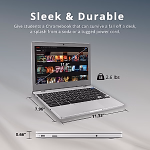 SAMSUNG Galaxy Chromebook 4 11.6” 64GB Laptop Computer w/ 4GB RAM, Gigabit WiFi, HD Intel Celeron Processor, Compact Design, Military Grade Durability, US Version, Silver