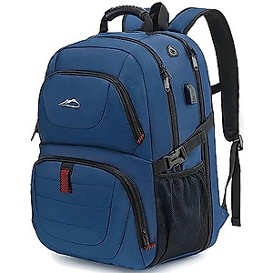 ProEtrade Travel Backpack, Extra Large Laptop Backpack School Business Anti Theft TSA Approved College Work Computer Bag Fits 17 Inch Laptop with USB Charging Port Bookbag for Women Men(Blue)