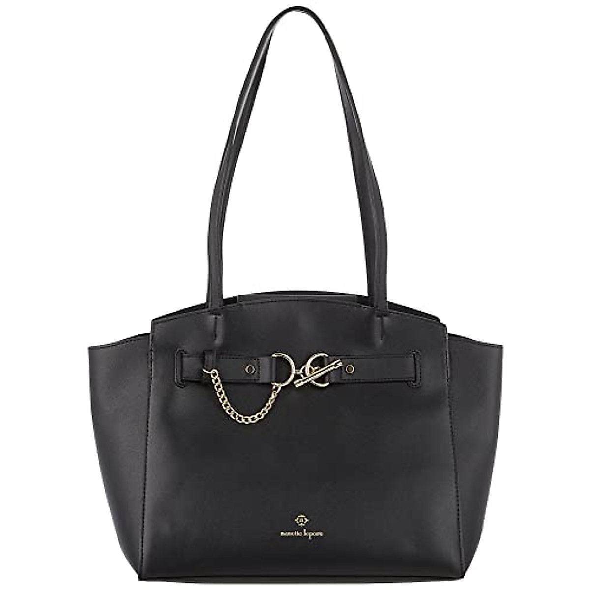 Nanette Lepore Emery Vegan Leather Tote Shoulder Bag One Size Black