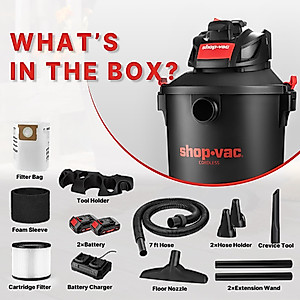 Shop-Vac 10 Gallon Wet Dry Vacuum Cleaner, 8.0 Peak Kpa Shop Vacuum with Blower Function, Cordless Vacuum Cleaner for Pet Hair, Jobsite, Garage, Home & Workshop