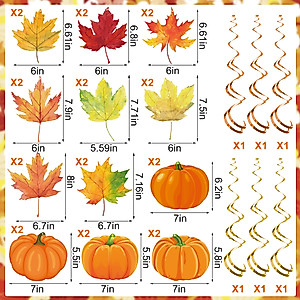Augisteen 30 Pcs Fall Pumpkin Maple Leaf Hanging Swirls Autumn Swirls Streamers Thanksgiving Ceiling Hanging Decorations for Home Autumn Thanksgiving Harvest Decor Party Supplies