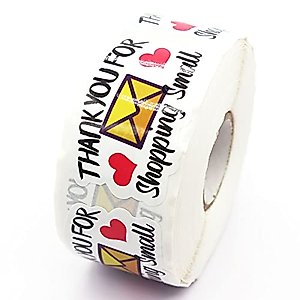 Thank You for Shopping Small Stickers,Thank You Stickers,Handmade Stickers,Small Shop Stickers,Envelopes Stickers for Small Business, Online Retailers,Handmade Goods,500 Labels Per Roll