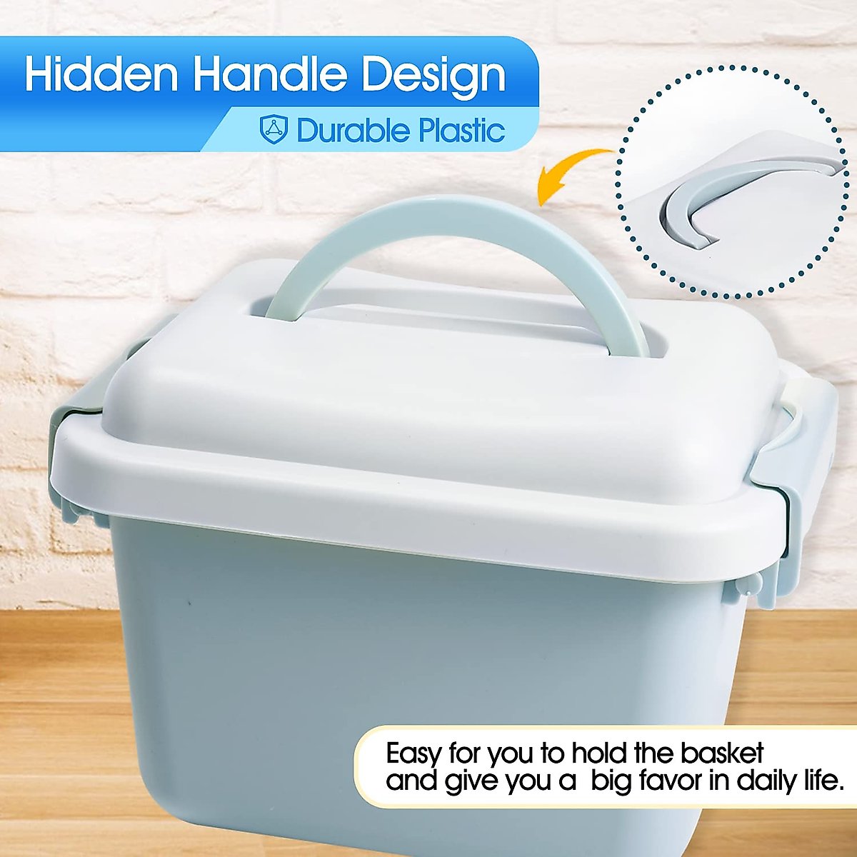 Naivees 4 Pack Storage Latch Bins with Lids/Handle, Plastic Storage Containers