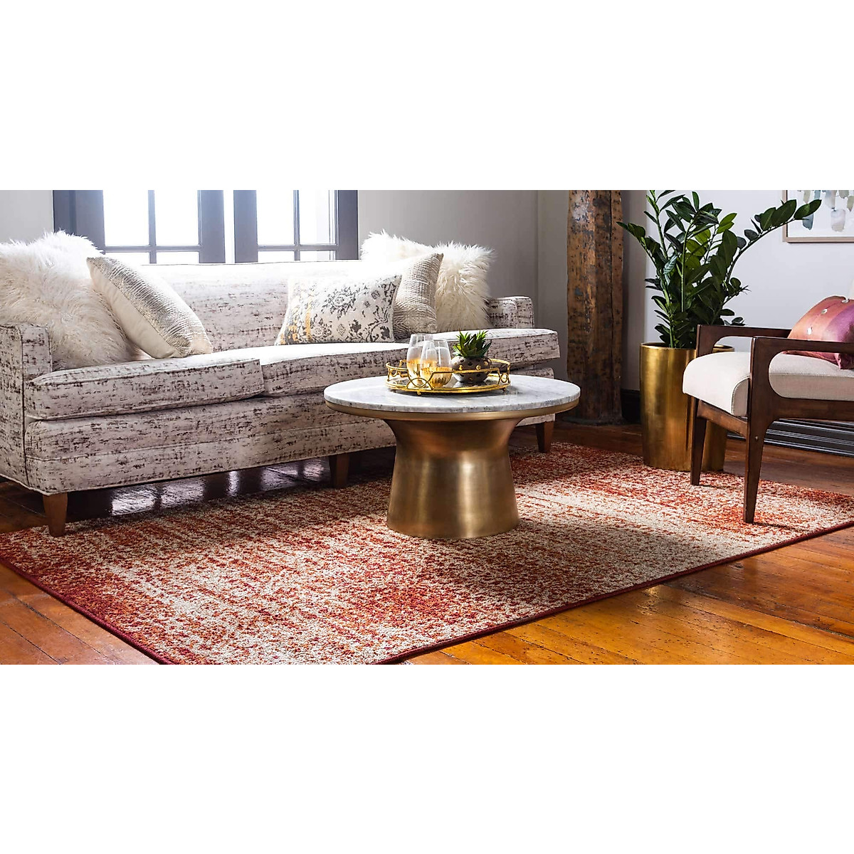 Unique Loom Autumn Collection Modern Contemporary Casual Abstract Area Rug (Terracotta/ Beige Rustic, 9 x 12 ft Rectangular)