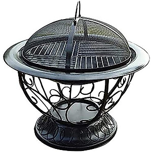 LEAYAN Garden Fire Pit Portable Grill Barbecue Rack Fire Pits Outdoor Fire Large Bonfire Wood Burning Patio Coal Grill Firepit for Grill Charcoal Grill with Cover BBQ Cooking for Camping Backyard