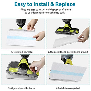 Extolife Vac Mop Pads Refills Replacement for Shark Vacmop VM252 VM251 VM200 VM200C VM190 VM252C QM250 VM250 VC205 Vacuum Mops, 40 Pack Disposable Mop Pads and 20 Pack Dirt Chambers (40 Pack)