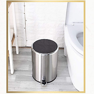 Trash can Nordic Stainless Steel Trash Can Household Pedal-Style Covered Kitchen Bathroom Living Room Bedroom Simple Human Trash can (Color : White)