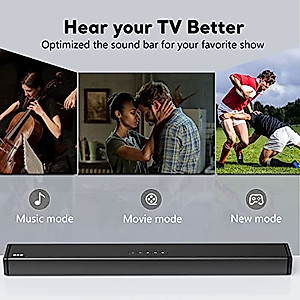 Sound Bars for TV, OXS 4 Speakers TV Sound Bar, Deep Bass, Bluetooth 5.0 Compact Soundbar, 80 Watts, Easy Setup with Mount Kit, 3D Surround Stereo Sound for Home Theater