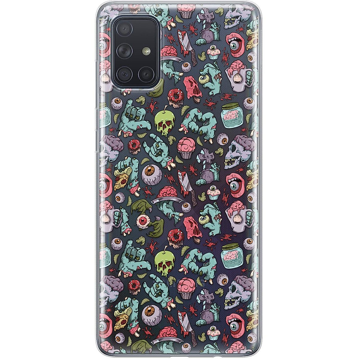 Slim TPU Phone Case Compatible with Samsung Galaxy A72 A71 5G A70 A51 A32 A21 A11 A12 A01 Zombie Hands Clear Halloween Protective Cover Soft Cool Silicone Durable Horror Flexible, Pattern